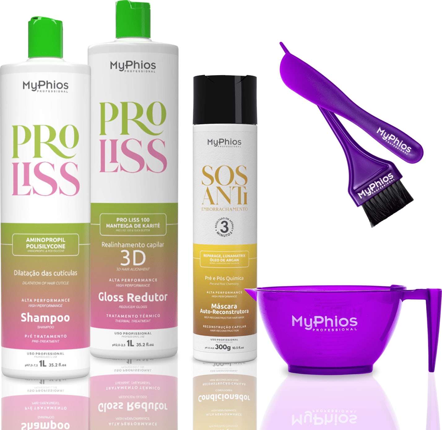 Kit Realinhamento - ProLiss Shampoo e Gloss 1L Proliss , SOS 300g, mais ...