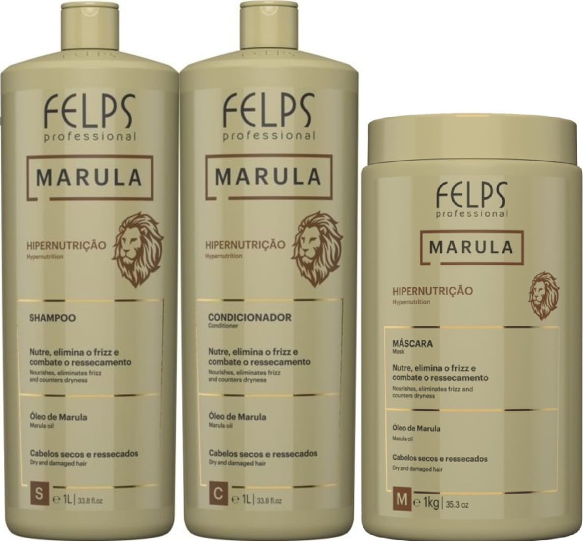 Felps Marula Hipernutrição Shampoo Condicionador e Máscara 3x1 Litro