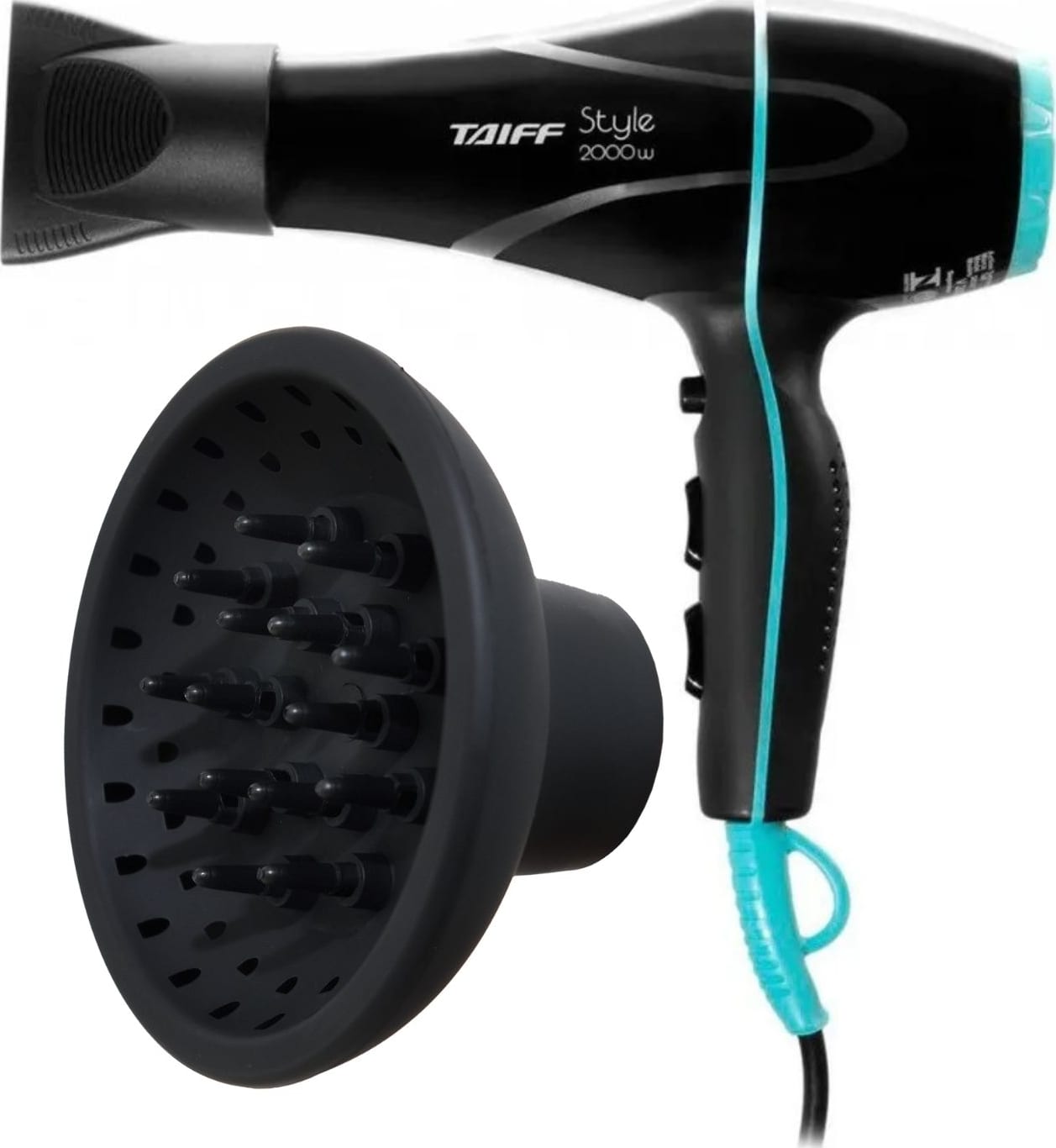 Secador Taiff Profissional Style Preto 2000w Com Difusor de Cachos - 127v
