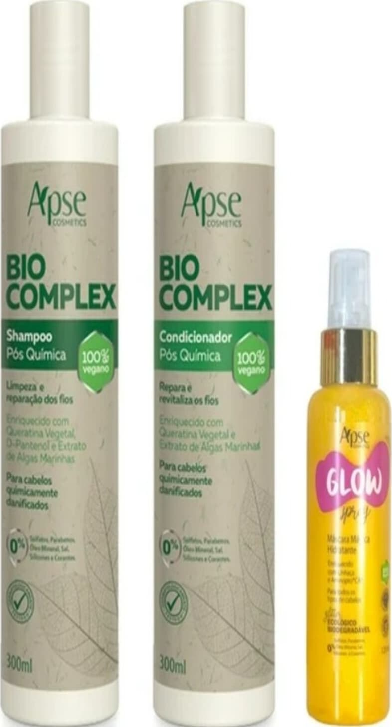 Apse Bio Complex Shampoo e Condicionador e Glow Spray