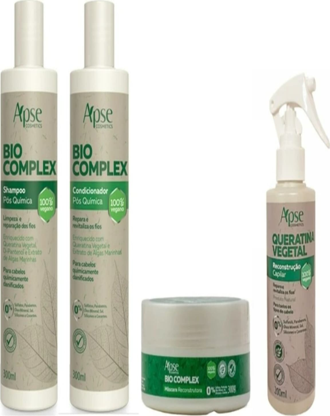Apse Bio Complex Shampoo e Condicionador e Máscara + Queratina Vegetal