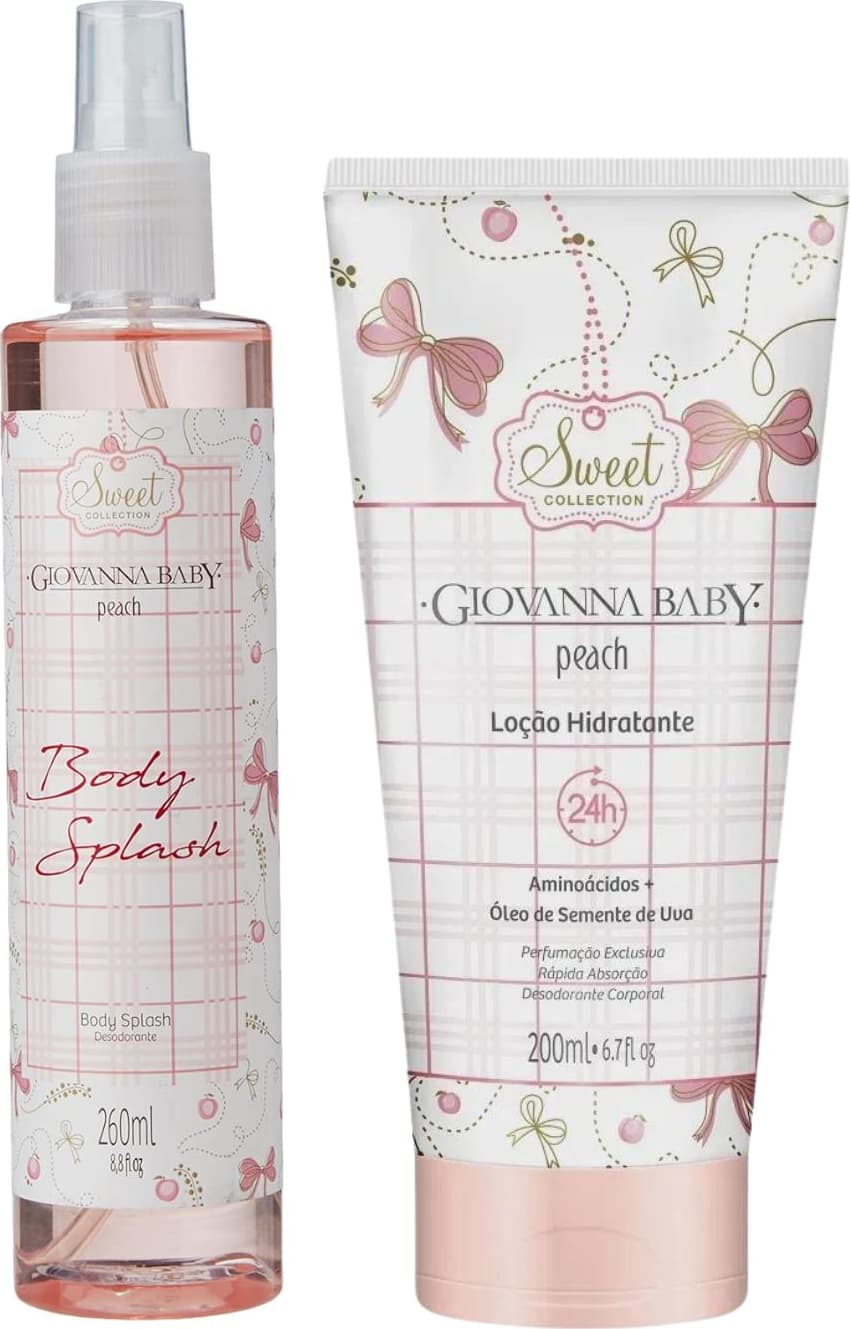 Kit Giovanna Baby body splash 260ml + Loção 200ml peach