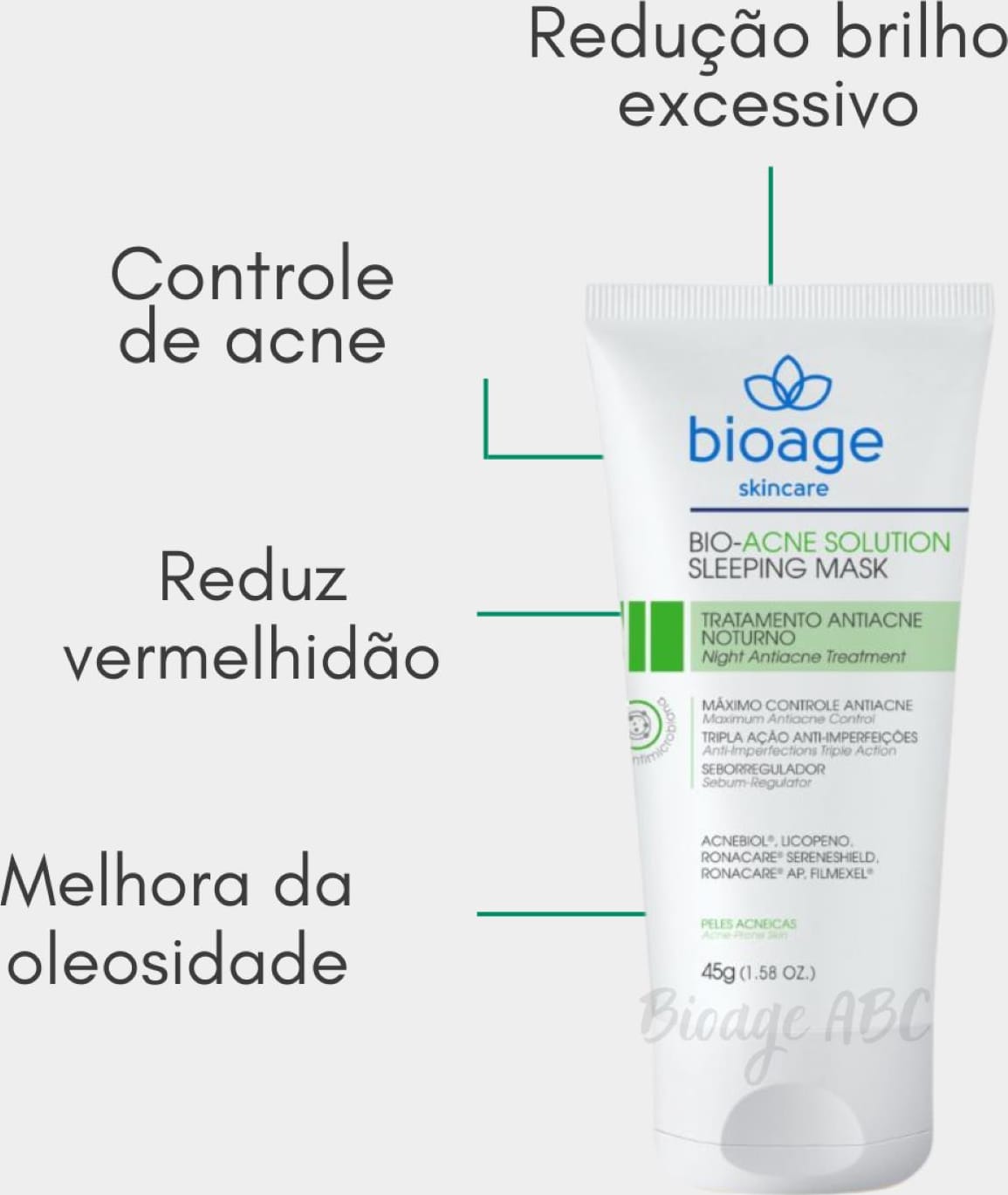 Bioage Bio-Acne Solution Tratamento Antiacne Noturno 45g | Beleza na Web
