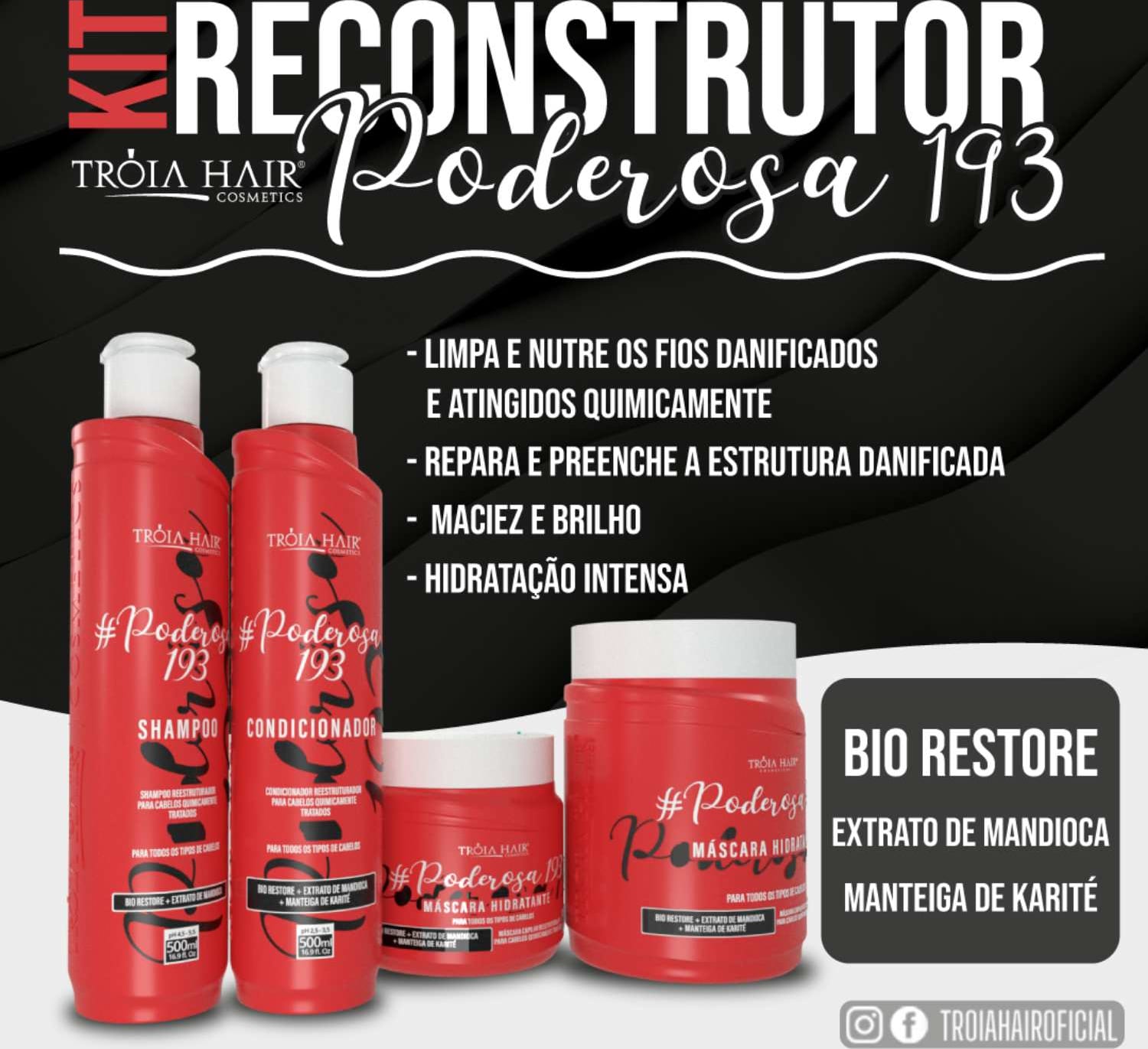 Kit Tróia Hair Cosmetics Poderosa 193 Home Care | Beleza na Web