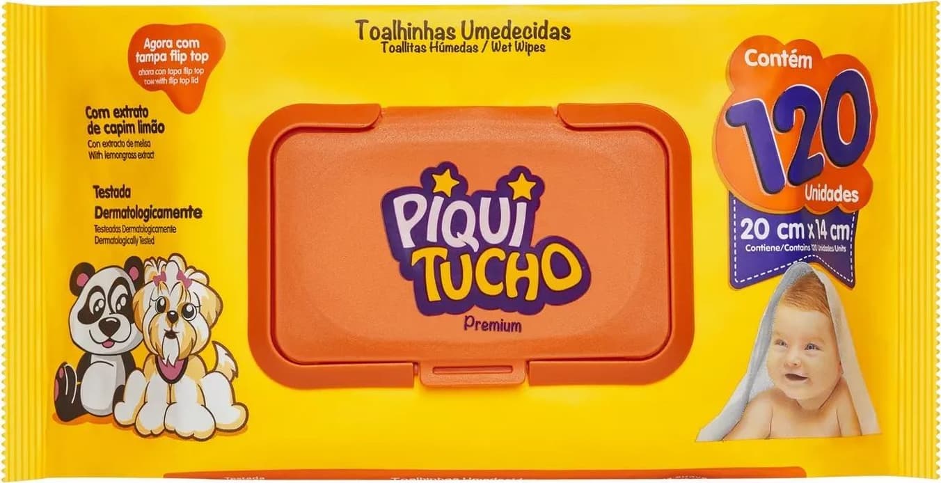 Toalhinhas Umedecidas Piquitucho Premiun 120 Unidades