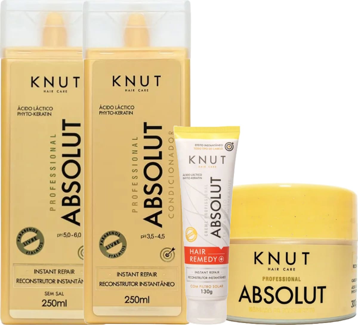 Kit Knut Absolut 2 (Shampoo + Condicionador + Máscara + Hair Remedy)