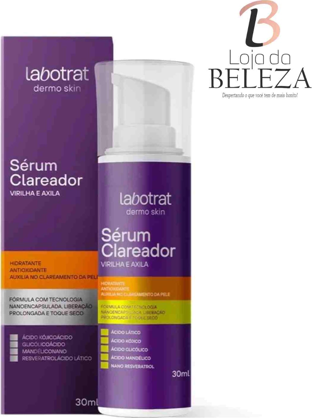 KIT SERUM CLAREADOR AXILAS E VIRILHAS E INIBIDOR DE PELOS DERMO SKIN ...