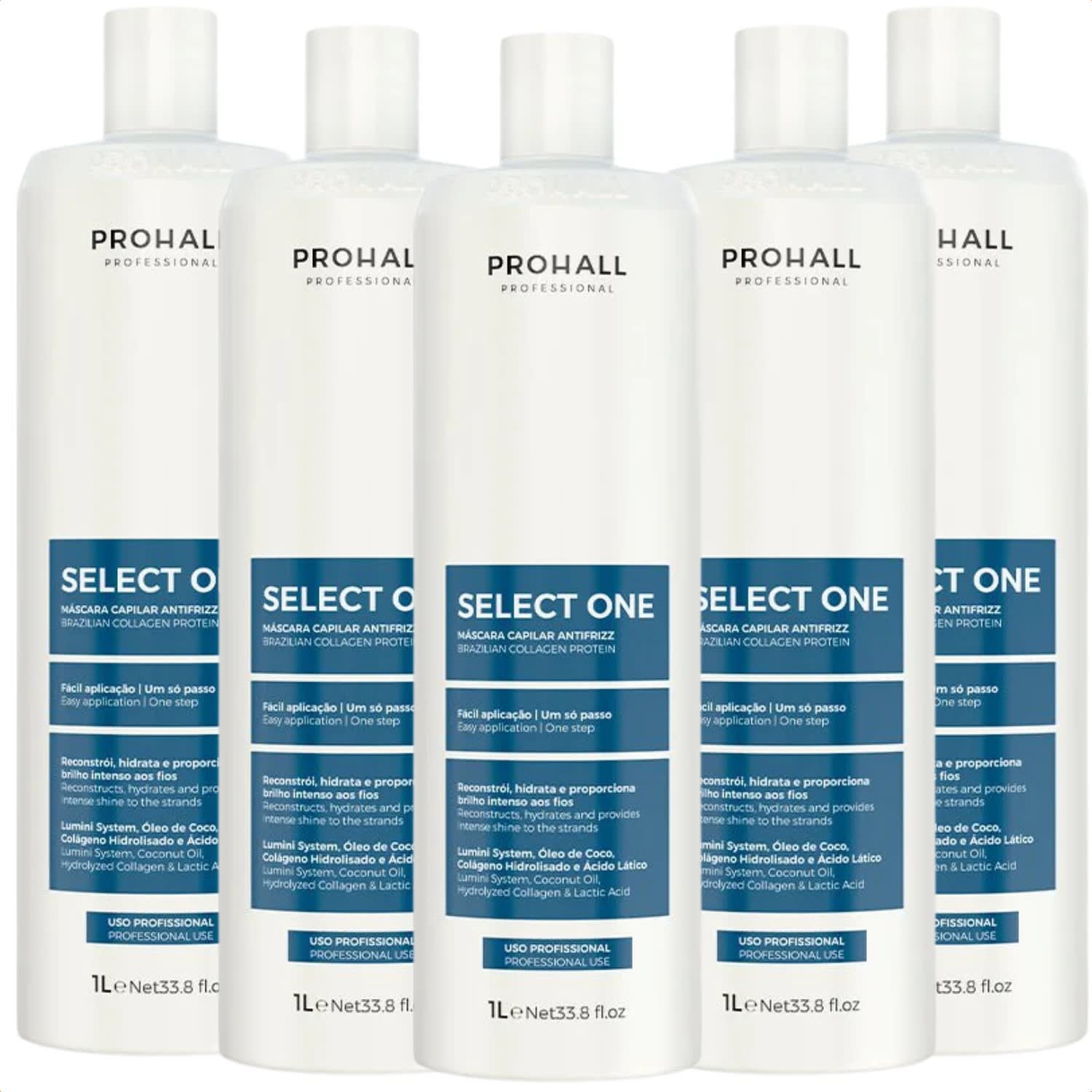 Kit Select One Prohall 1L Tratamento Capilar 5 Unidades