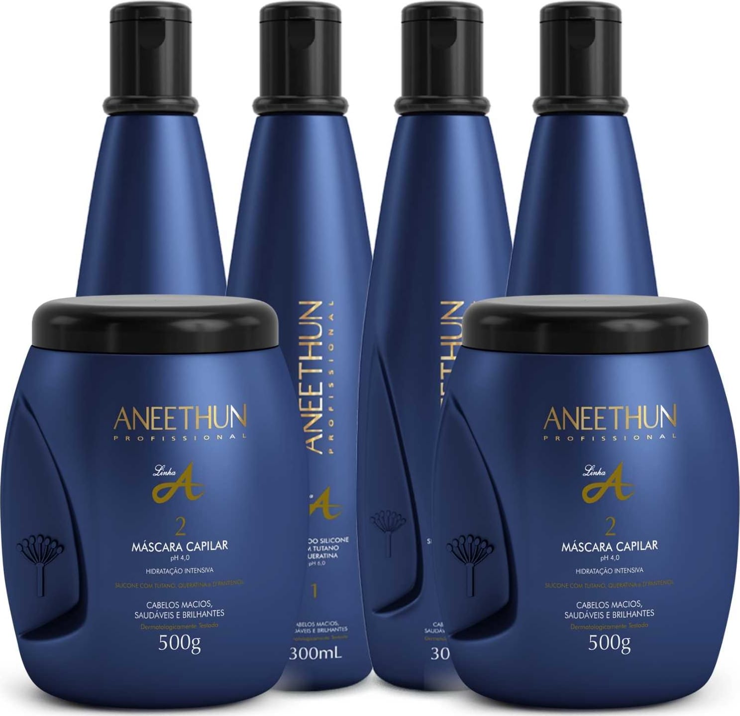 Kit Linha A Profissional Shampoo 4x300ml + Mascara 2x500g