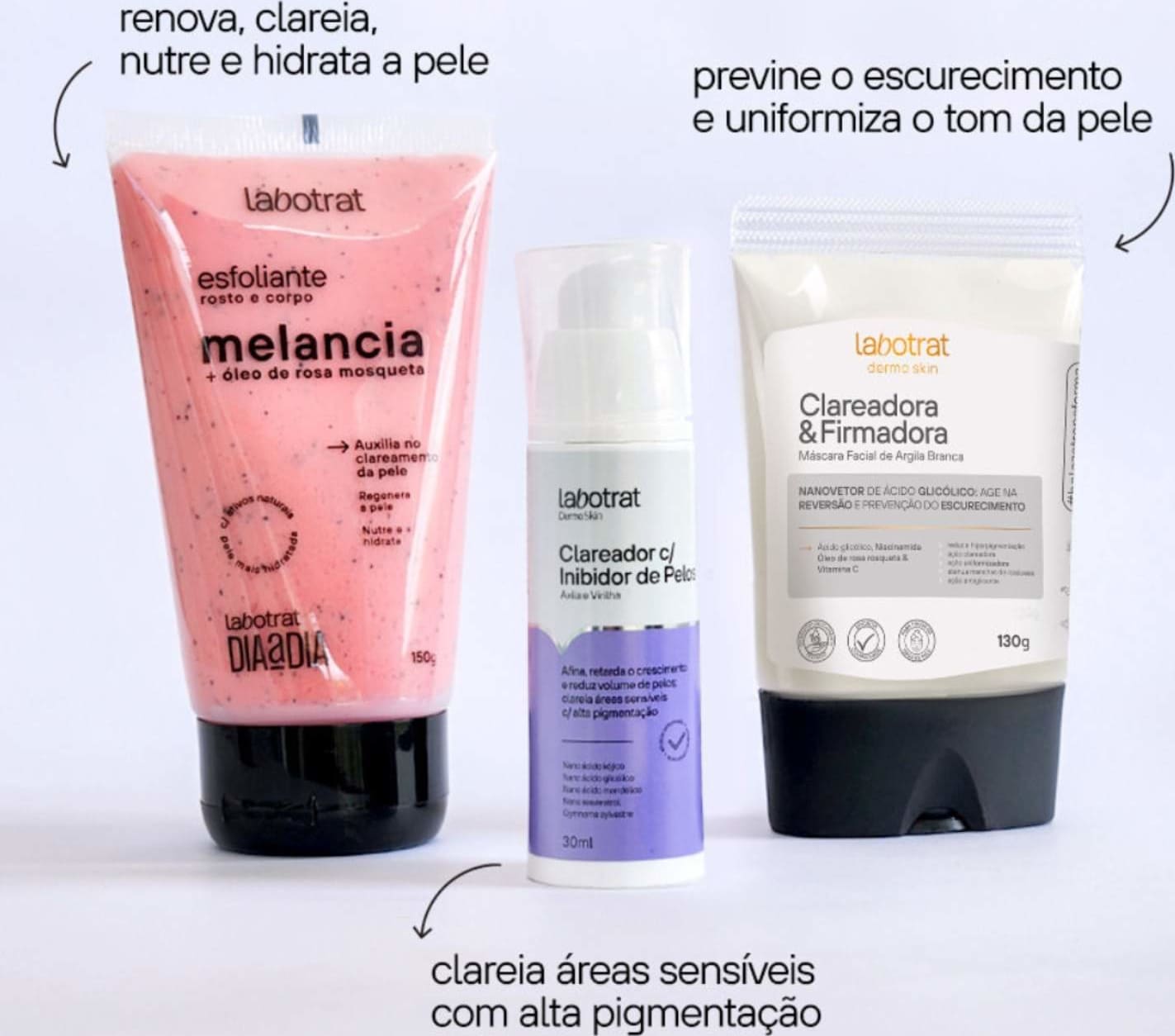 KIT CORPORAL ANTIMANCHAS SKIN CARE CLAREADOR AREAS SENSIVEIS LABOTRAT ...