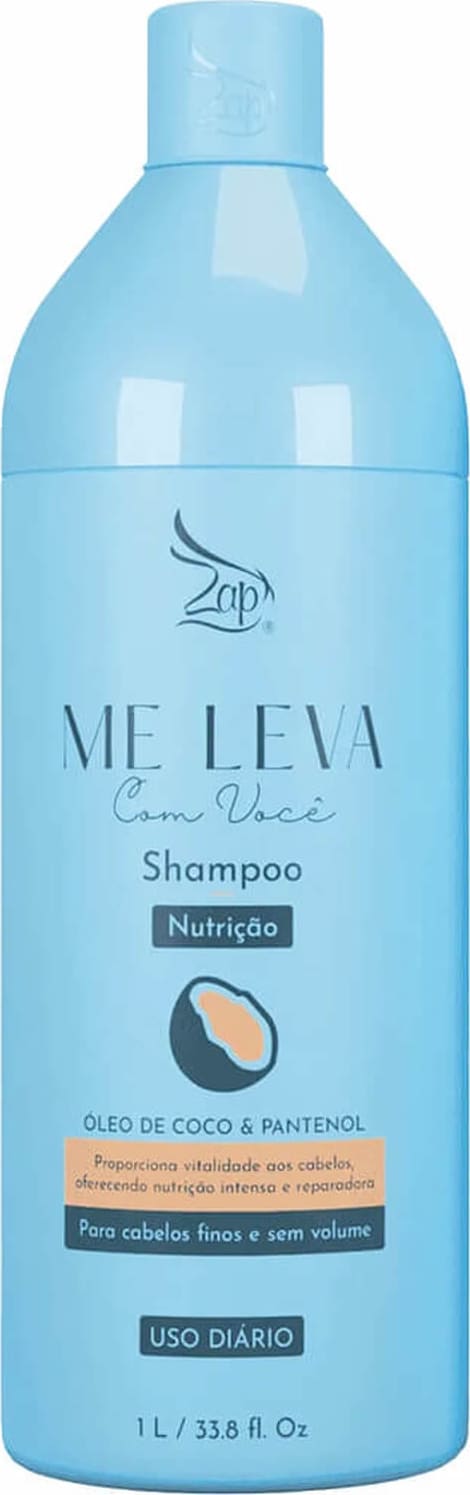 Zap Me Leva Com Você - Shampoo Nutrição Óleo de Coco e Pantenol 1L