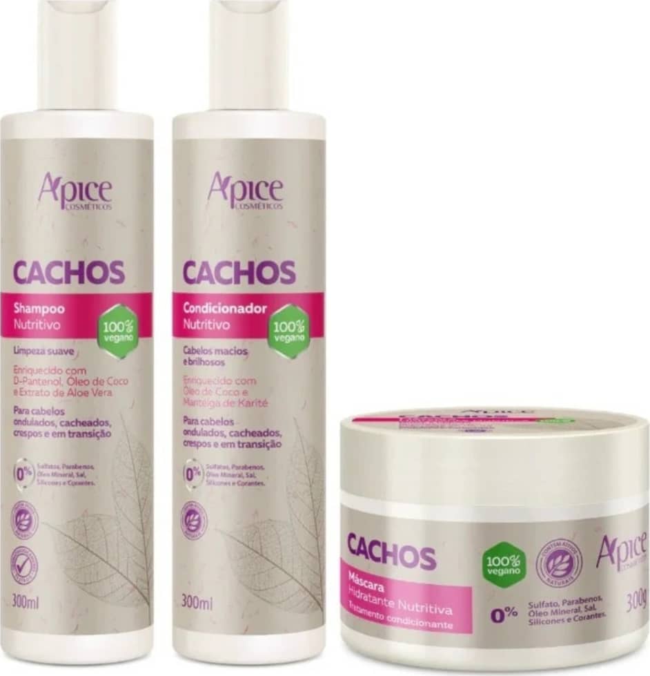 Kit Cachos - Shampoo, Condicionador e Máscara (3 ITENS) Apice