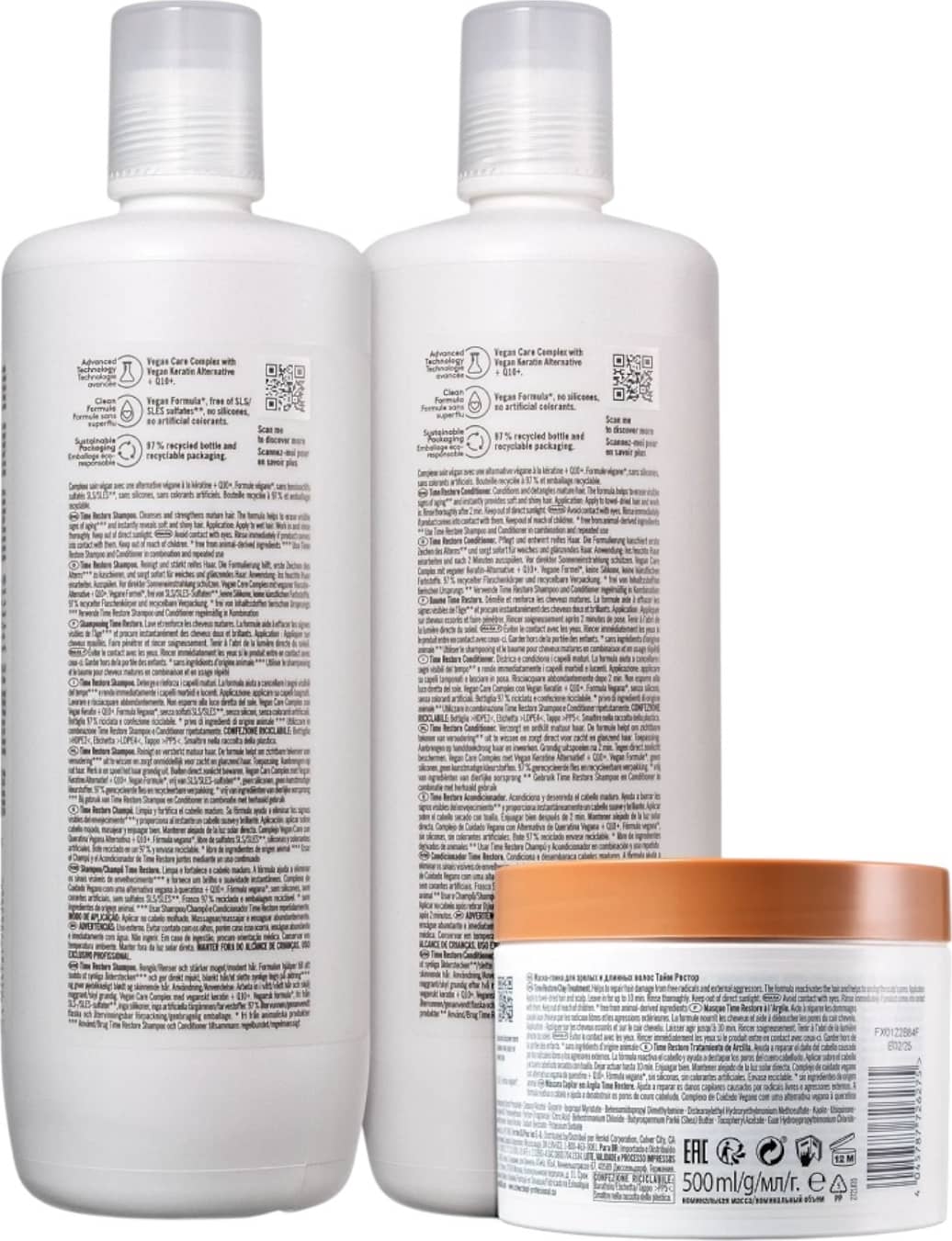 Kit Schwarzkopf BC Clean Performance Time Restore Q10 - Shampoo 1L + Condicionador 1L + Máscara ...
