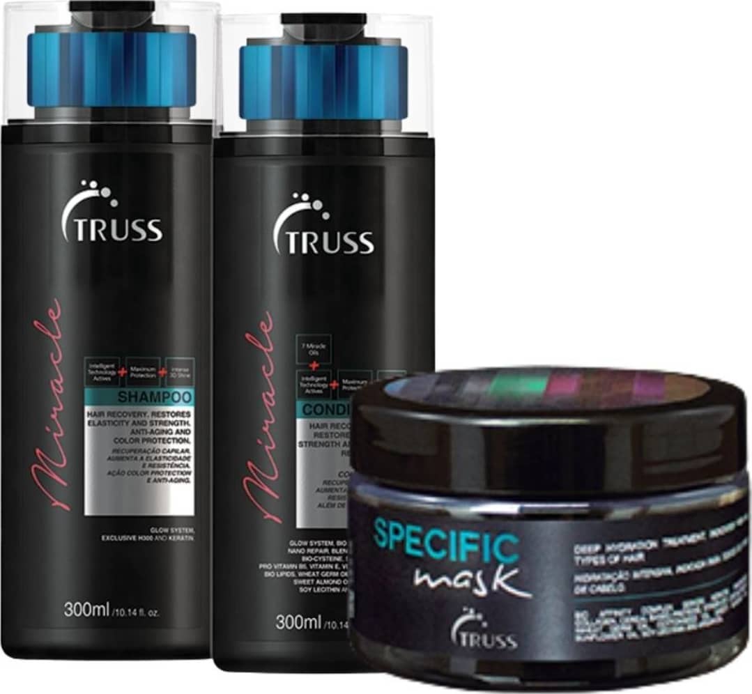 KIT Miracle Shampoo + Condicionador + Specific Mask Truss