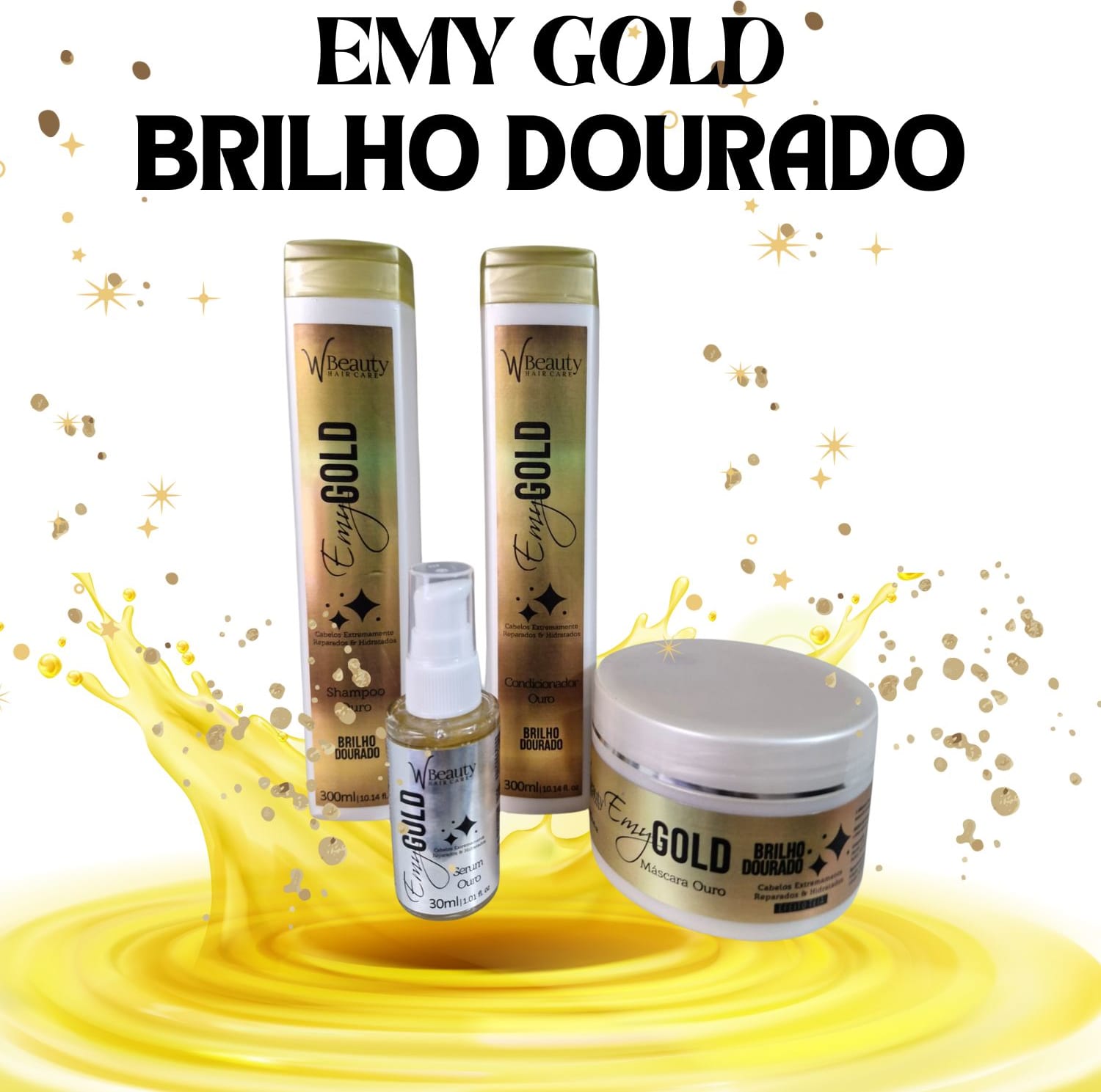 Kit Emy Gold Brilho Dourado Home Care 300ml