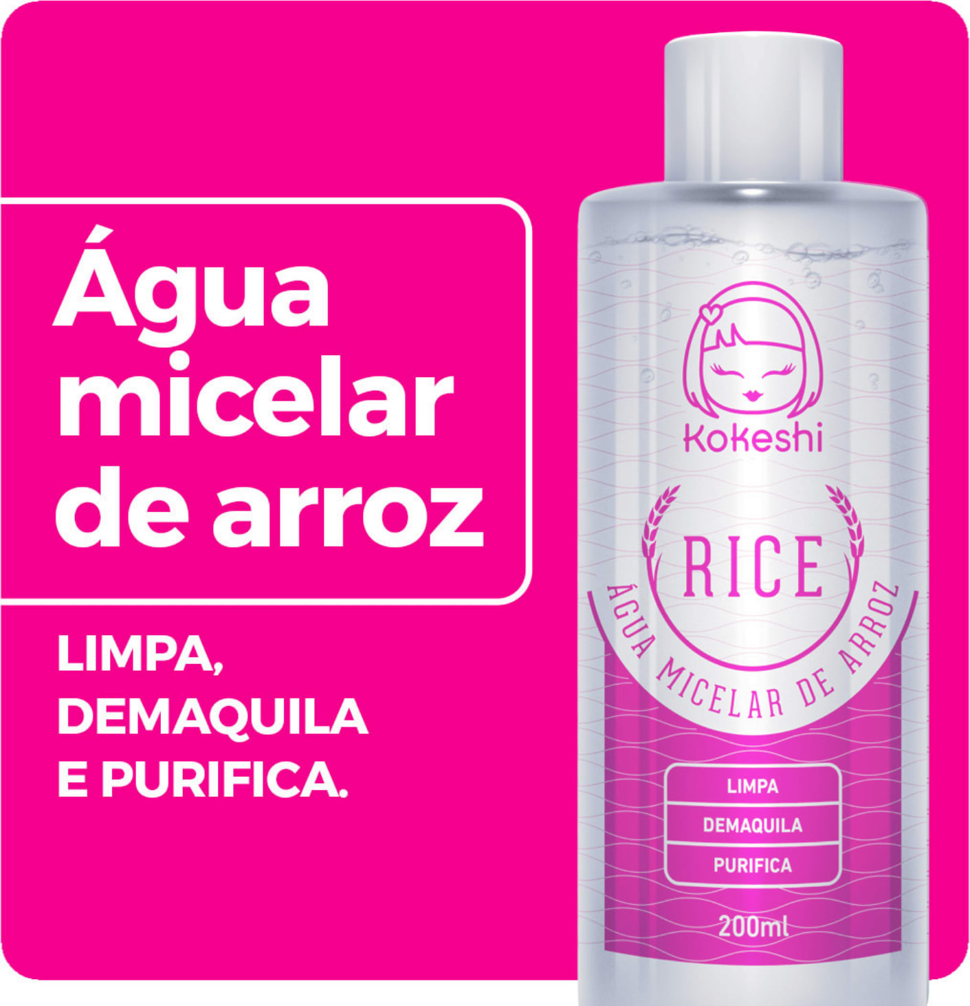 Rice Agua Micelar de Arroz Kokeshi Hidrata Livre de Perfume