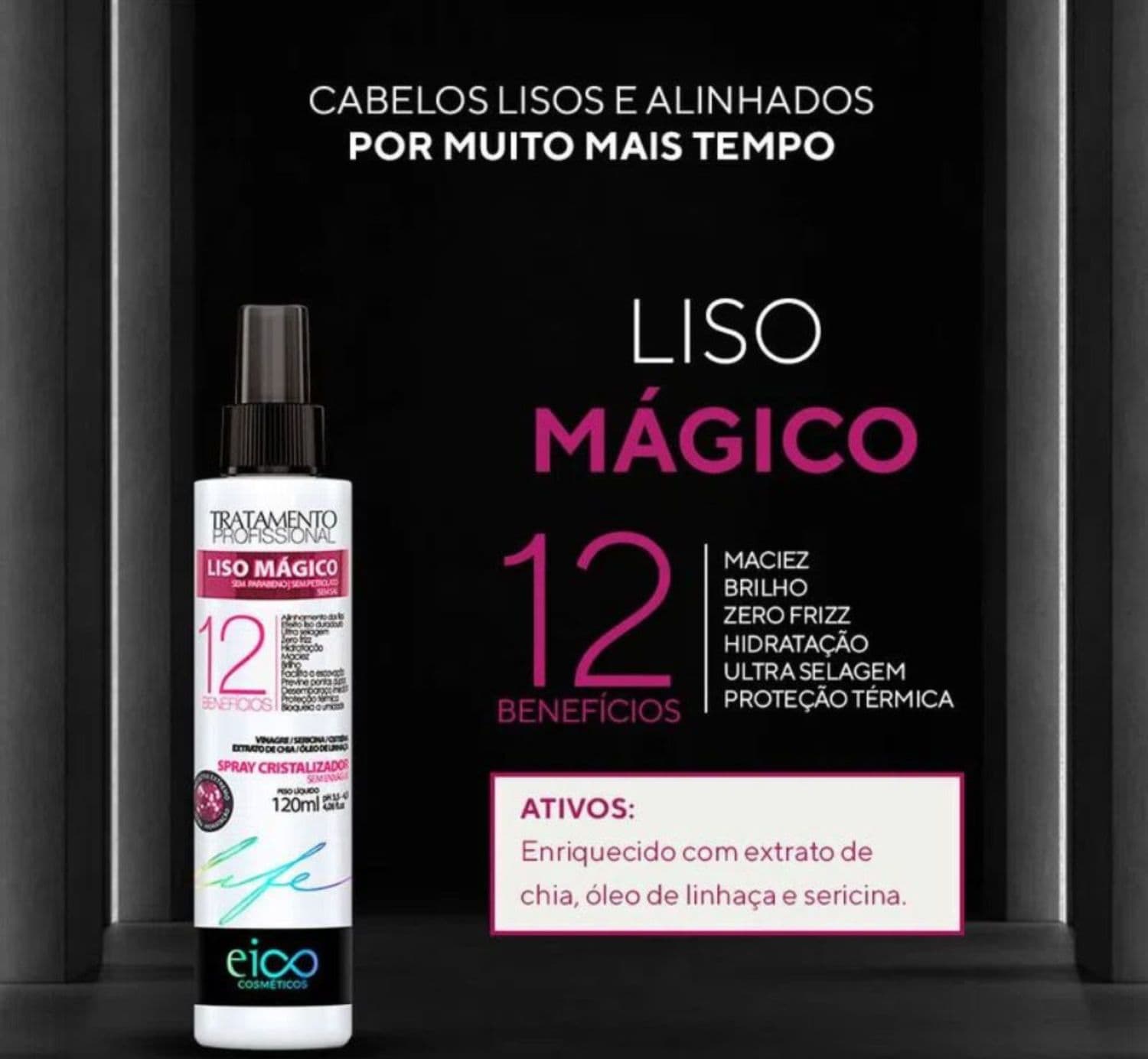 Spray Eico Life Liso Mágico 120ml - Branco - 120ml