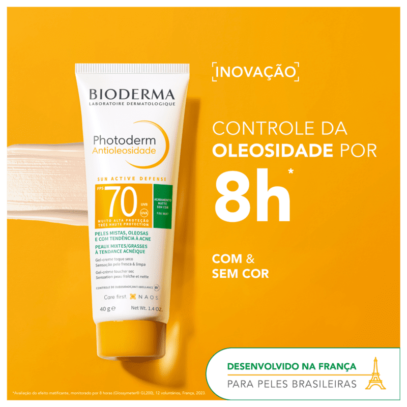 Protetor Solar com Cor Bioderma Photoderm Antioleosidade FPS 70 | Beleza na Web