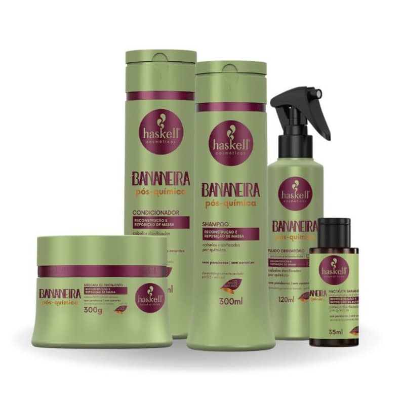Kit Cabelos Danificados Bananeira Pós Química Haskell 300ml