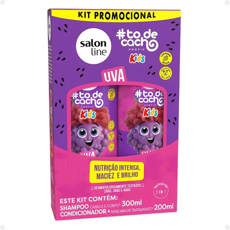 Kit Salon Line Kids: Shampoo e Condicionador + Creme para Pentear 1kg Uva