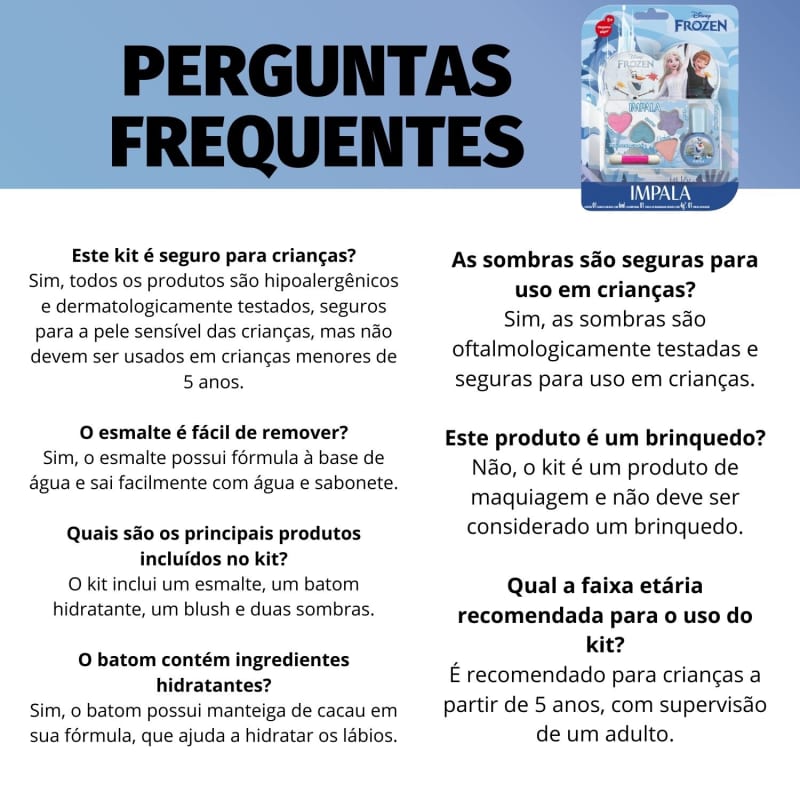 Kit Impala Frozen: Paleta de Maquiagem e Esmalte Infantil