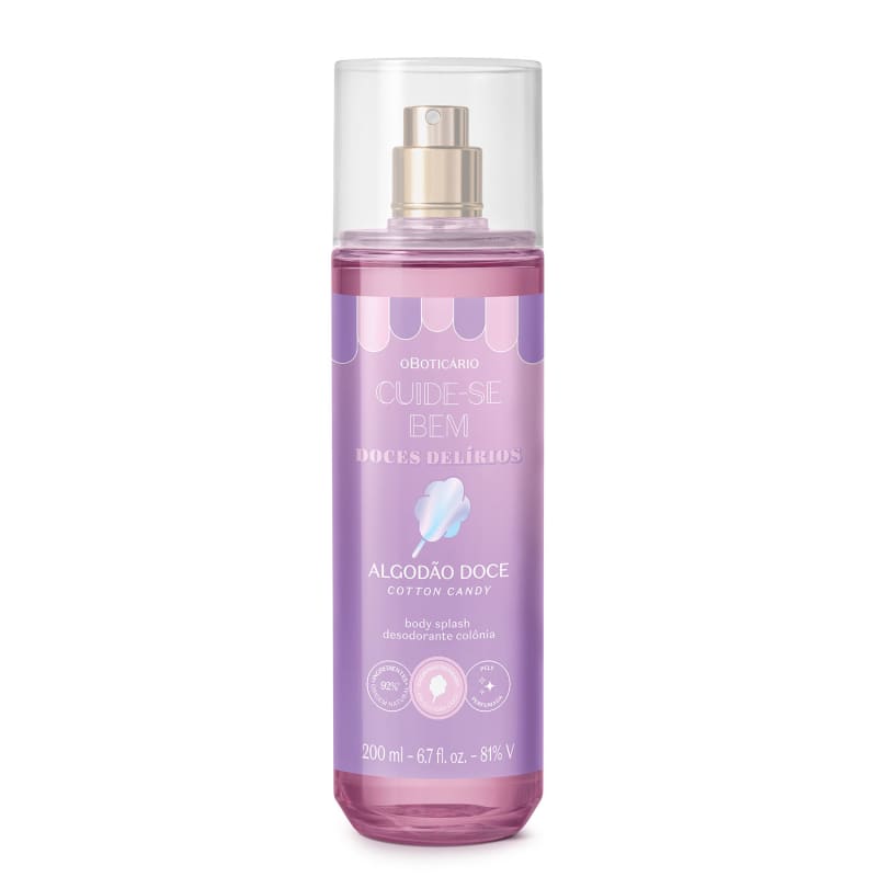 Combo Cuide-se Bem Doces Delírios Algodão Doce: Body Splash 200ml +Creme Duo Desodorante ...