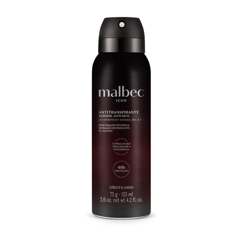 Antitranspirante Aerossol o Boticário Malbec Icon | Beleza Na Web