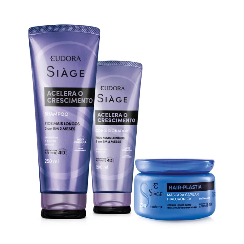 Combo Eudora Siàge: Shampoo Acelera o Crescimento 250ml + Máscara Hair ...