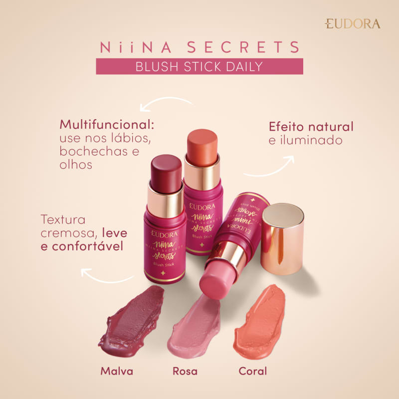 Blush Stick Daily Malva Niina Secrets 5g | Eudora