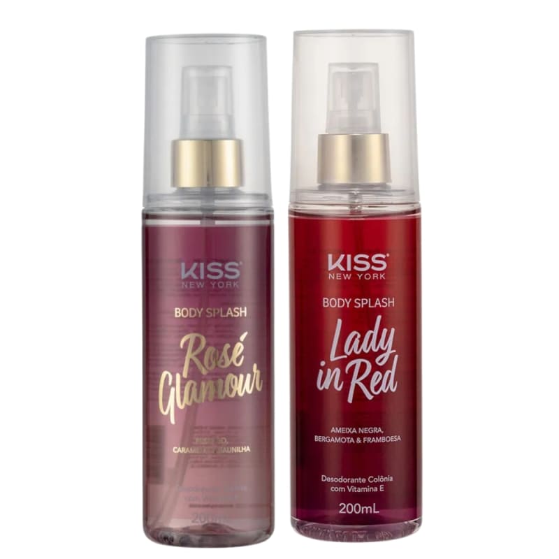 Kit Body Splash Lady In Red + Rosé Glamour Kiss New York 200ml