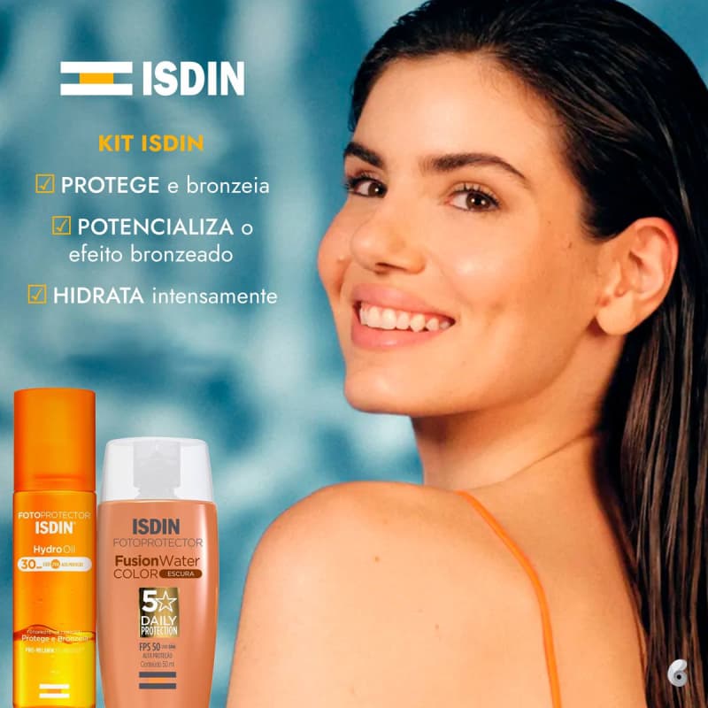 Kit ISDIN Fusion Water 5 Stars Color Escura + HydroOil | Beleza na Web