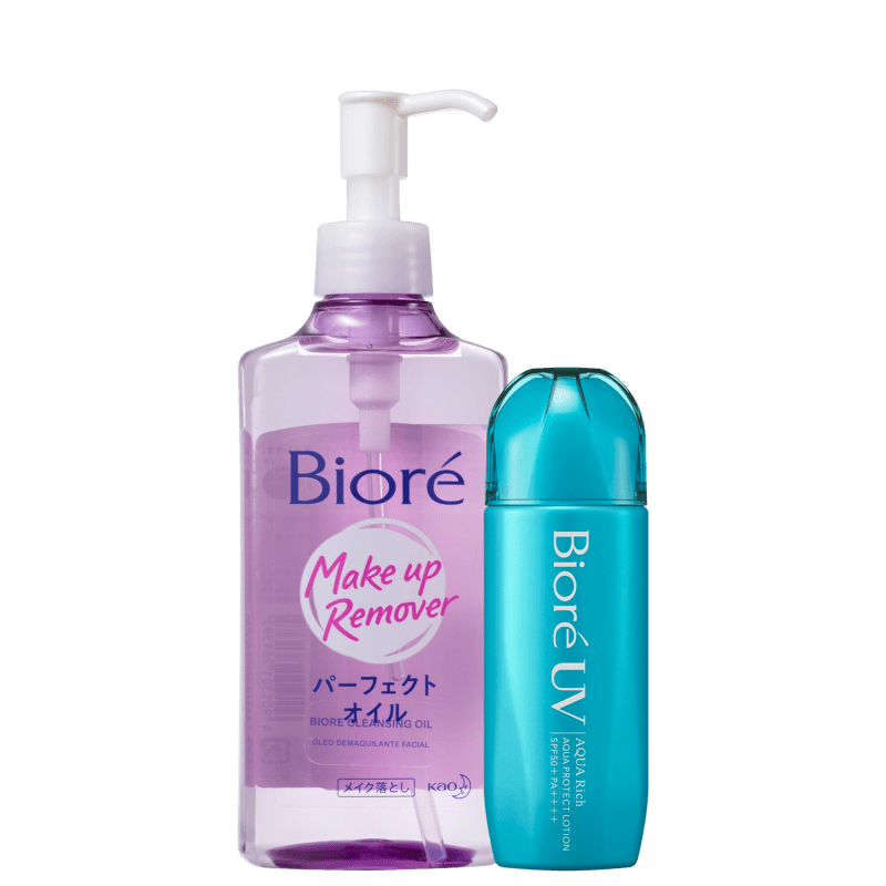 Kit Bioré Make Up Remover UV Aqua Rich FPS50 | Beleza na Web