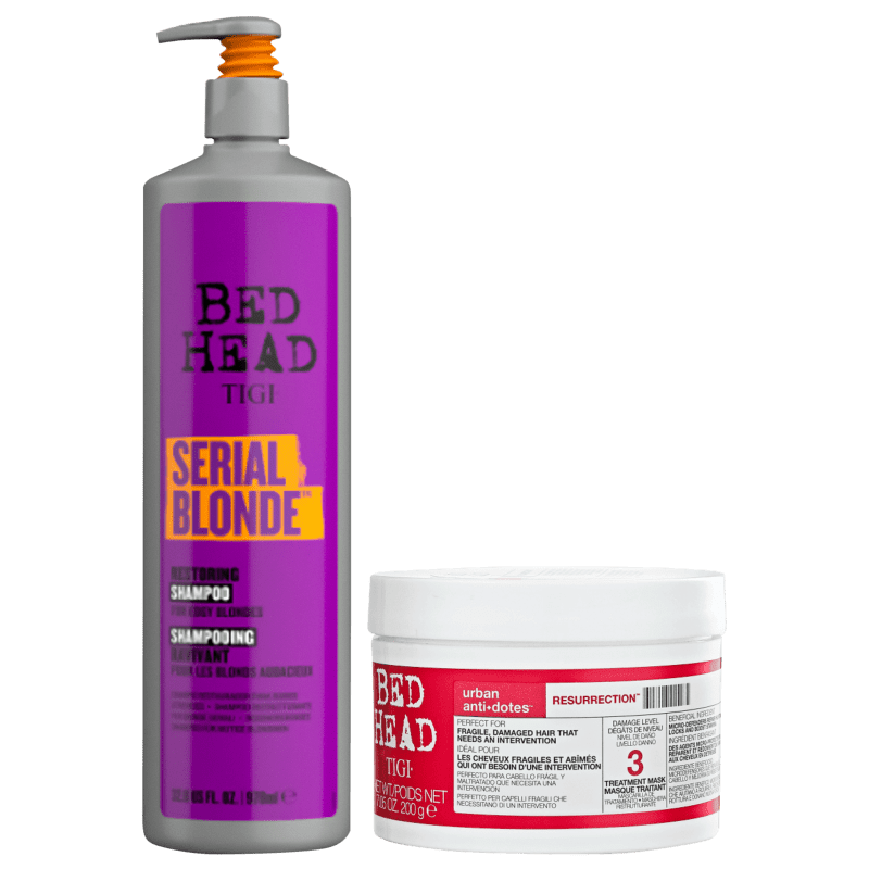 TIGIBEDHEAD Kit Serial Blonde Shampoo 970ml, Máscara Urban 200g (2 ...