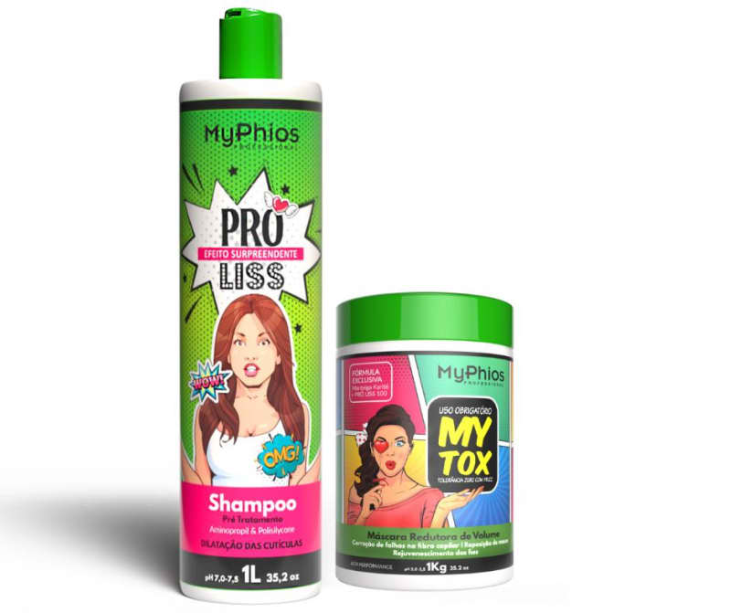 Kit Redutor de volume Mytox 1Kg + Shampoo Pré Tratamento 1L MyPhios ...