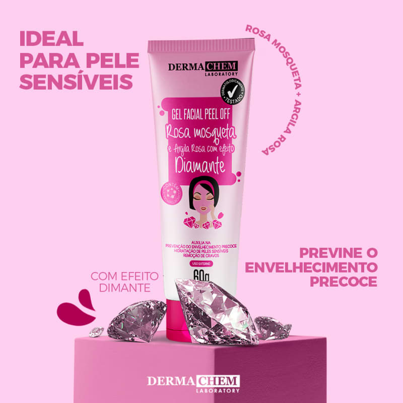 Dermachem Gel Peel Off Rosa Mosqueta Argila Rosa 60g