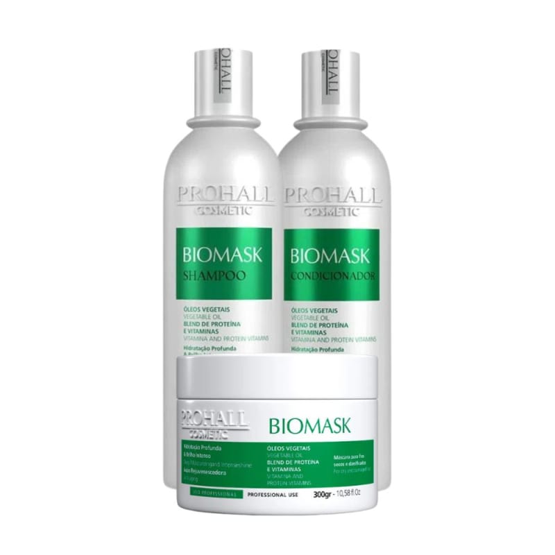 Kit Home Care Shampoo Condicionador Máscara Biomask Prohall