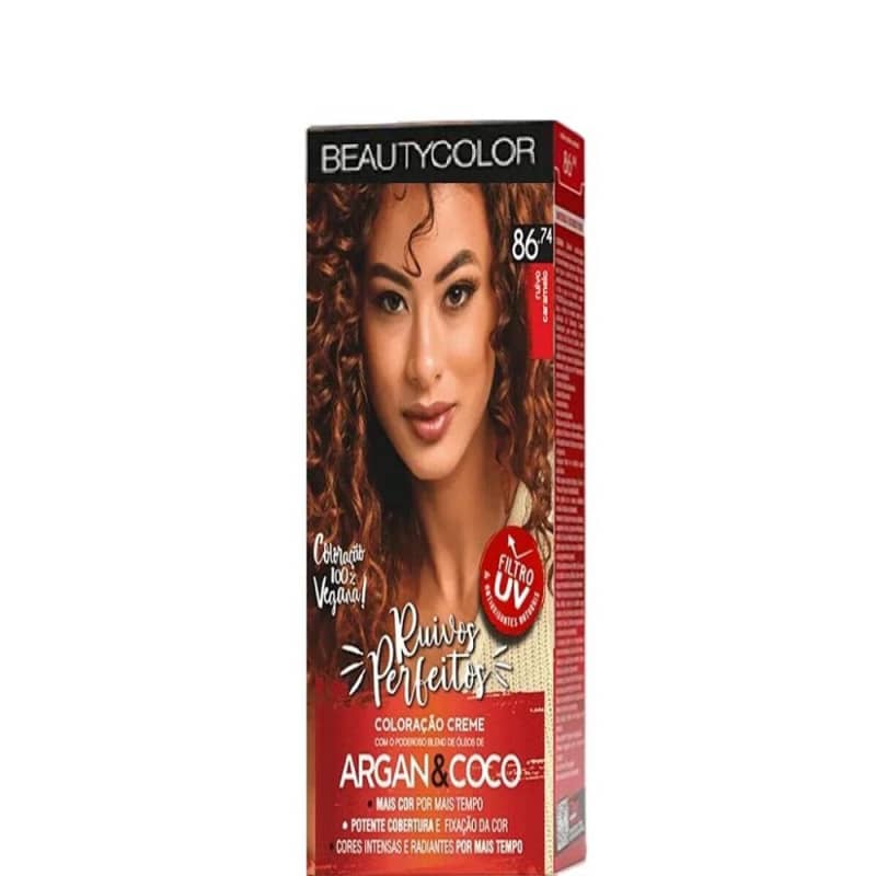 Tinta Beauty Color Coloração 86.74 Ruivo Caramelo 45g Individual