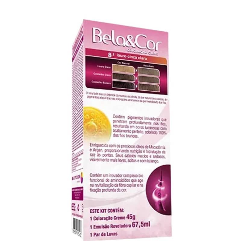 Tinta Beauty Color Bela&Cor Coloração 8.1 Louro Cinza Claro