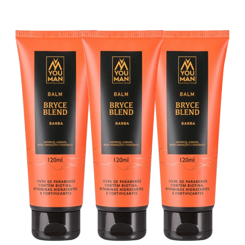 Kit com 3 unidades Balm Fortificante Barba | Bryce Blend | 120ml cada