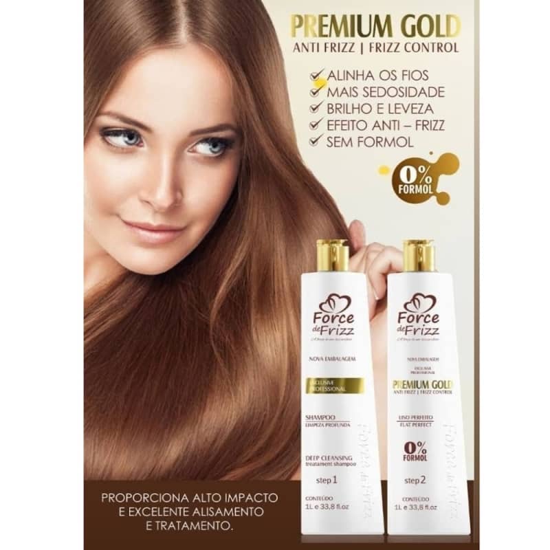 Kit Escova Progressiva Premium Gold S/ Formol Force de Frizz ...