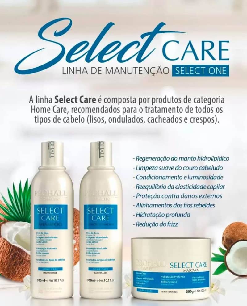Kit Select Care Shampoo Condicionador 1l + Máscara 500g