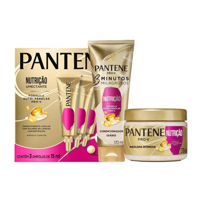 Kit Tratamento Capilar Pantene Nutrição Ampola 45g + Condicionador ...