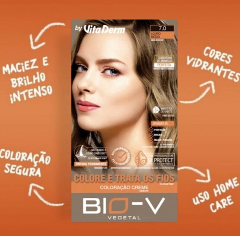 Kit Vita Derm Bio-V Vegetal Coloração 7.0 Louro Médio | Beleza na Web