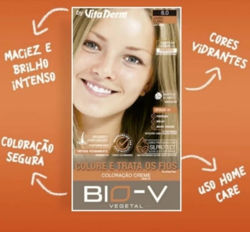 Kit Vita Derm Bio-V Vegetal Coloração 8.0 Louro Claro | Beleza na Web