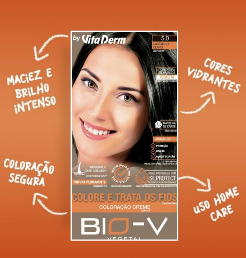 Kit Vita Derm Bio-V Coloração 5.0 Castanho Claro | Beleza na Web