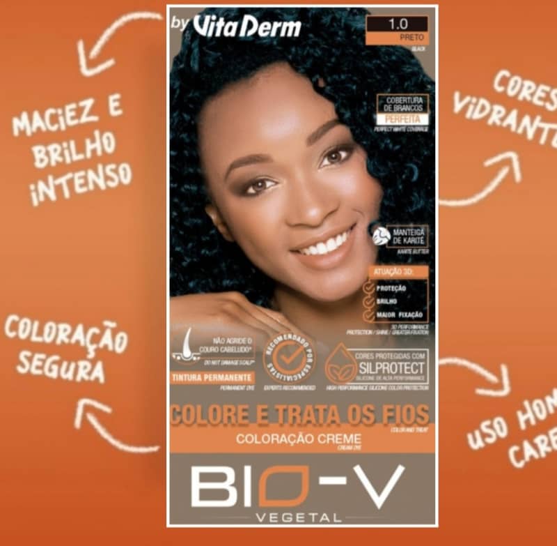Kit Vita Derm Bio-V Vegetal Coloração 1.0 Preto | Beleza na Web