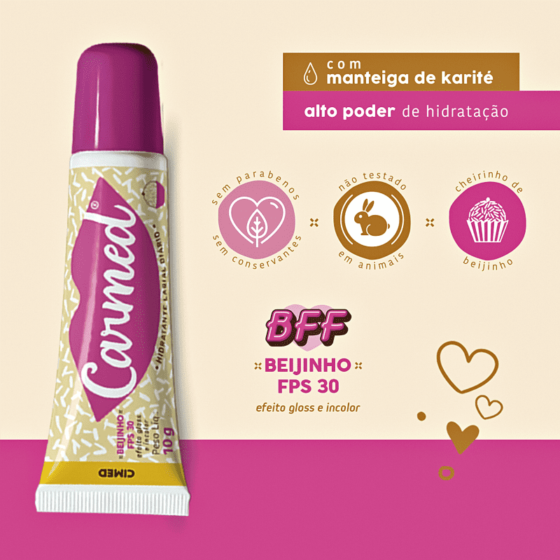 Hidratante Labial Cimed Carmed BFF Beijinho FPS 30 | Beleza Na Web