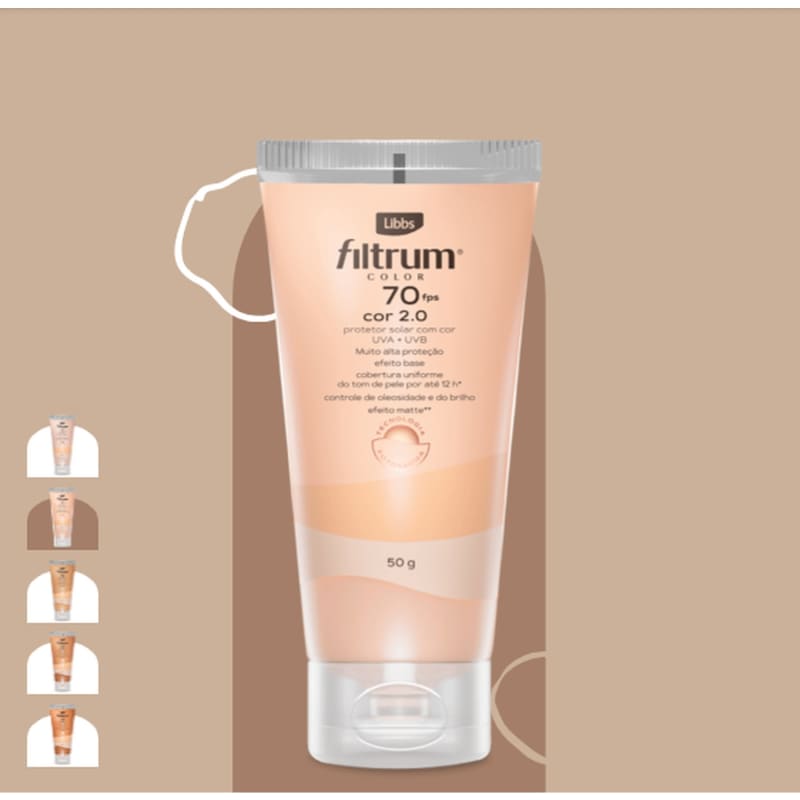 Protetor Solar Filtrum Color FPS 70 Cor 2.0 50g