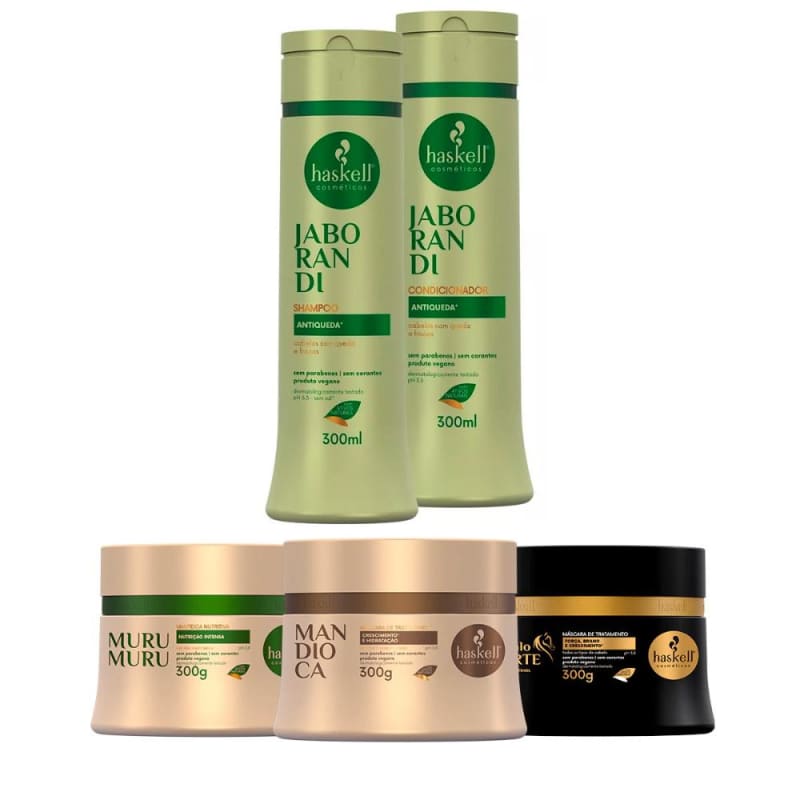Kit Haskell Shp/Cond Jaborandi + Máscaras Mand Muru Cav 300g