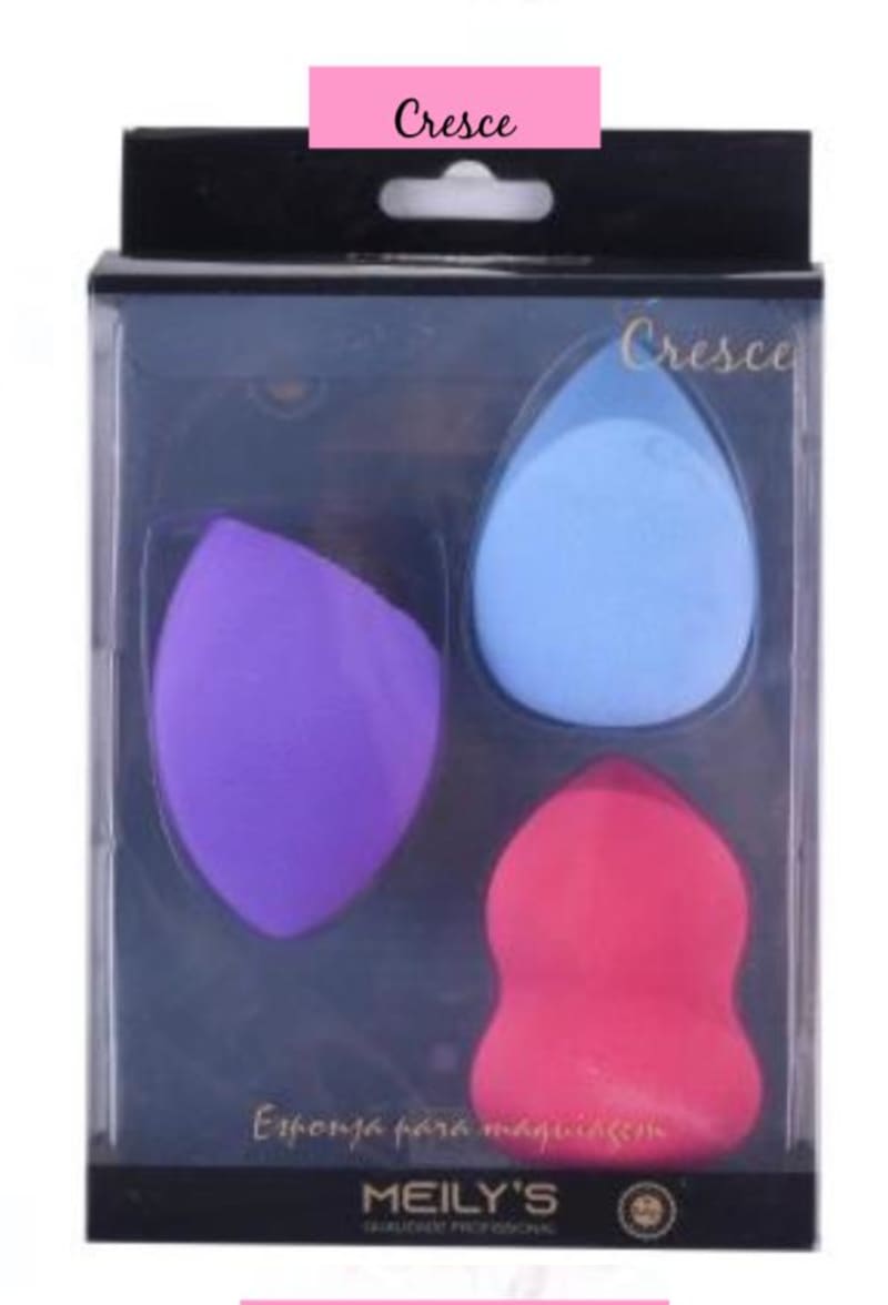 Kit Esponja para Maquiagem 3 Peças Meily's